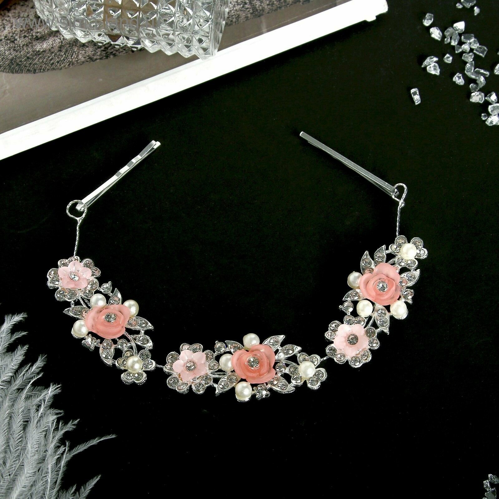 Заколка для волос женская, ободок на заколке, цвет серебро