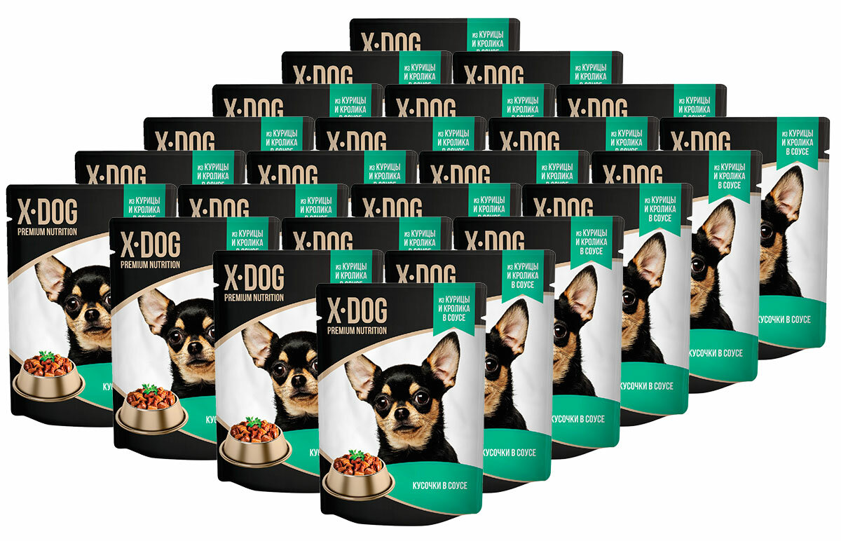 X-DOG для взрослых собак с курицей и кроликом в соусе (85 гр х 24 шт)