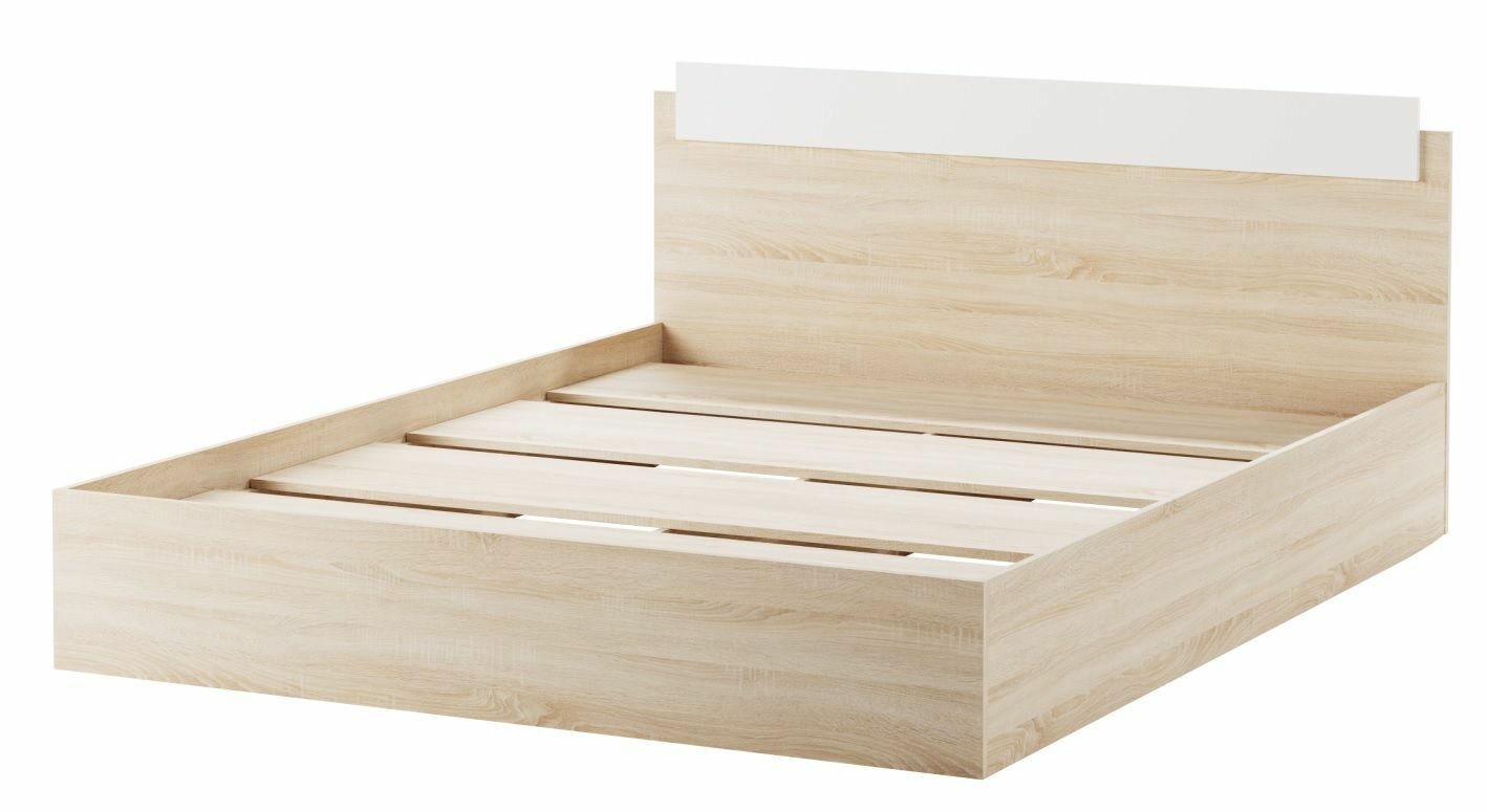 Беатрис Кровать КР1400 Сонома-Белый глянец (Памир)