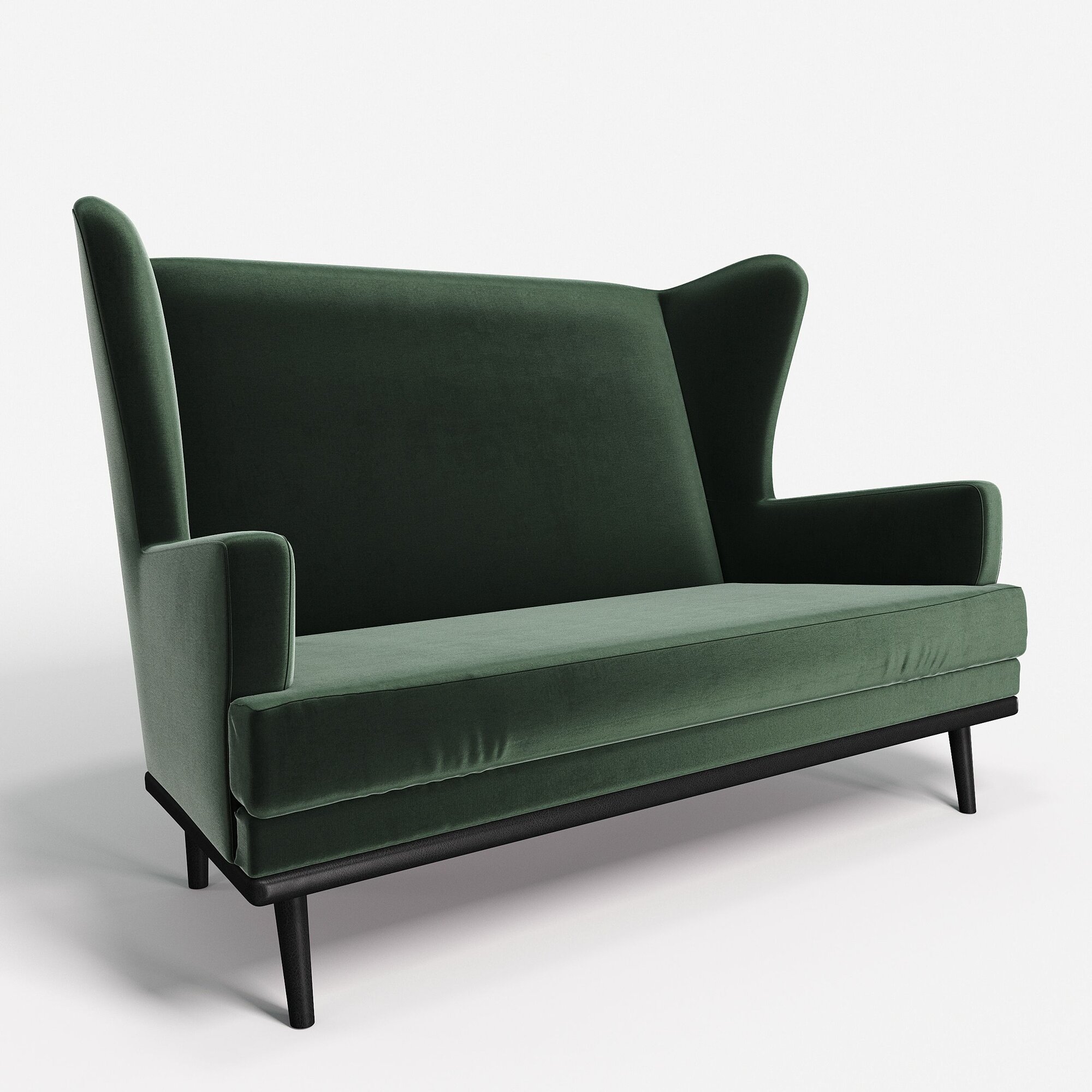 Диван с ушами на высоких ножках Фантазёр Z-14 изумруд для гостиной, кафе, ресторана, салона красоты и прихожей.