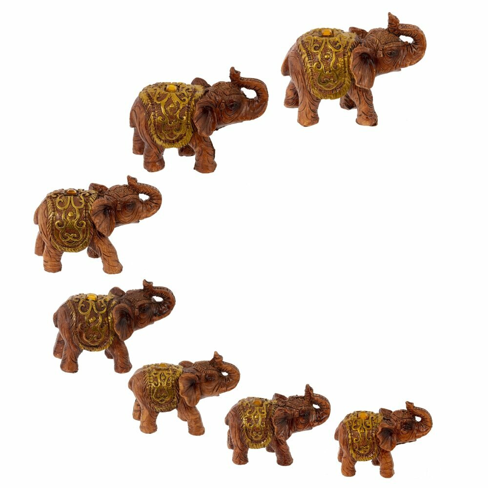 Набор их 7-ми фигурок декоративных Слон, 20х7х21,5 см KSM-815685