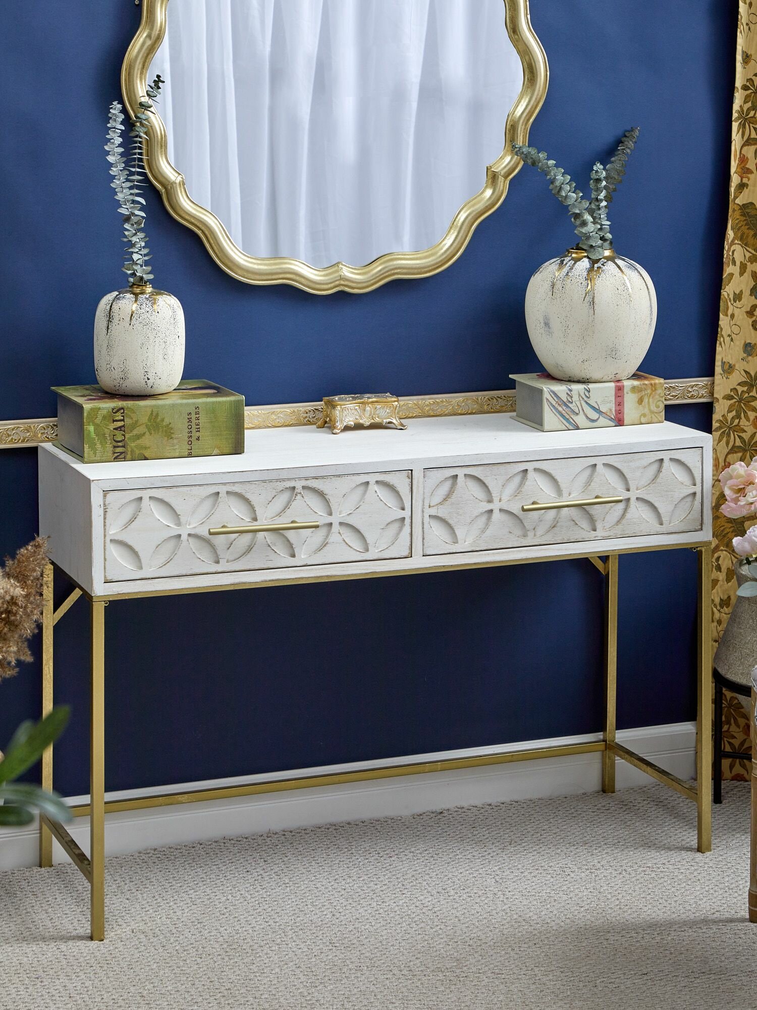 70-001 Консоль пристенная с 2 ящиками 120х43х80см, Дерево, металл, МДФ, Glasar