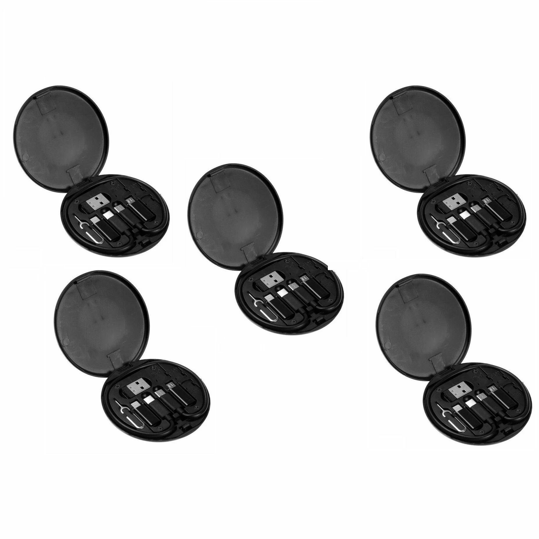 Набор для зарядки 5 в 1, кабель Type-C, адаптеры Type-C/MicroUsb/lightning (5 шт)