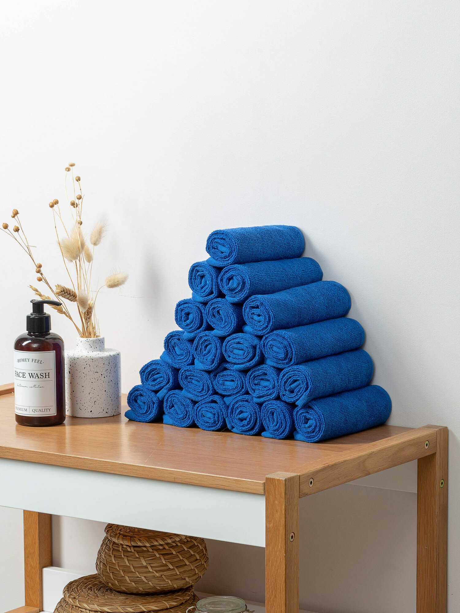 Набор махровых салфеток осибори Sandal "люкс" 30*30 см, цвет - синий, 20 шт.