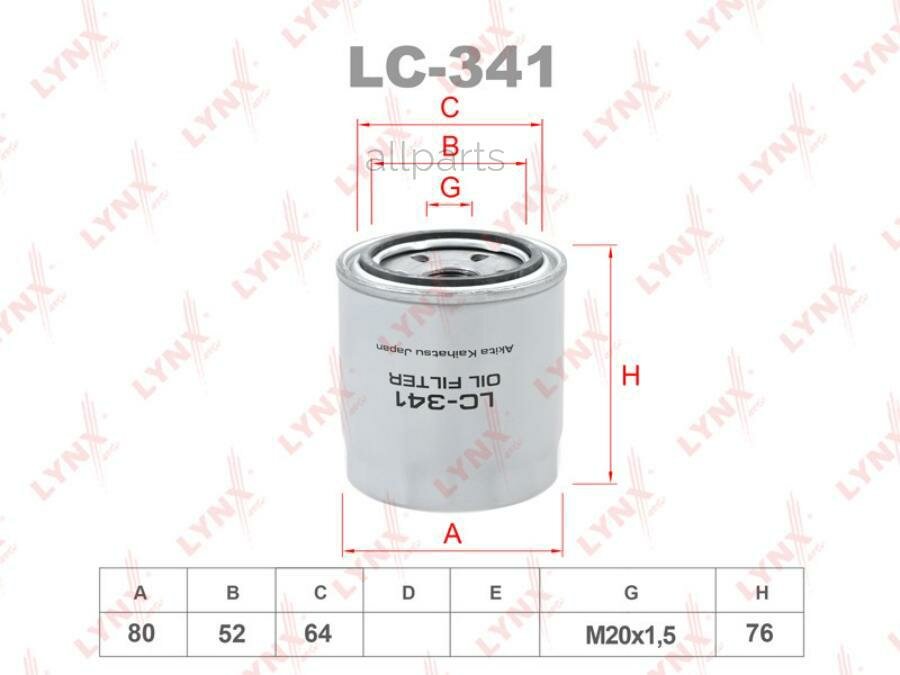 LYNXAUTO LC341 Фильтр масляный