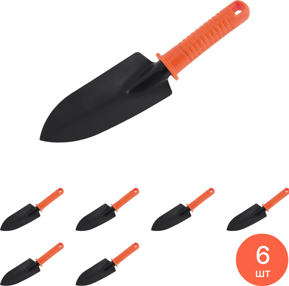 Совок PARK / Парк HG0388B посадочный, узкий, из стали и пластика, 260мм / садовый инструмент (комплект из 6 шт)