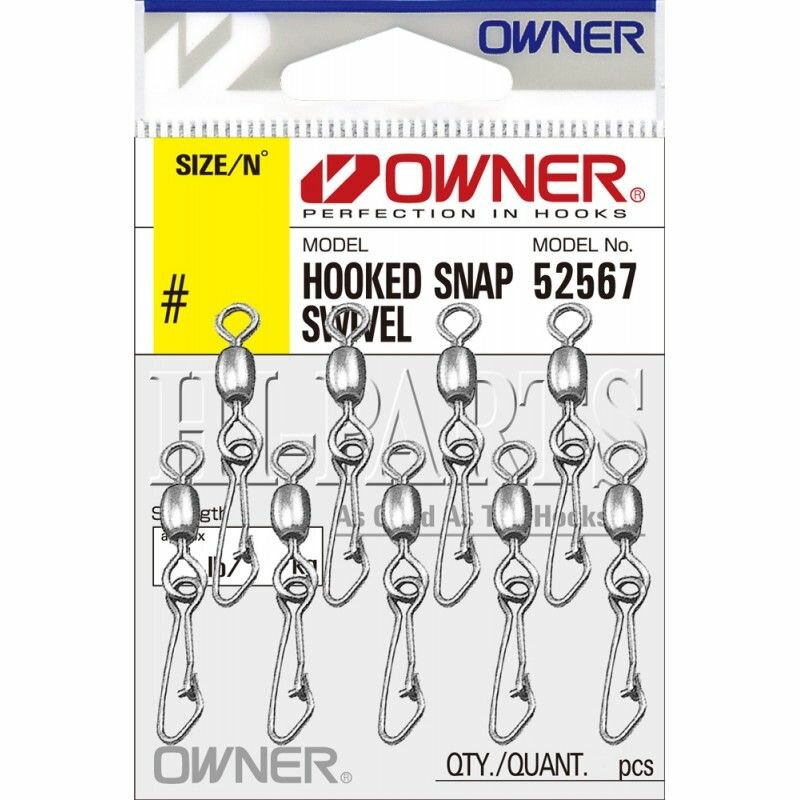 Застежка с вертлюгом Owner Hooked Snap Swivel №14 9шт 2 упаковки