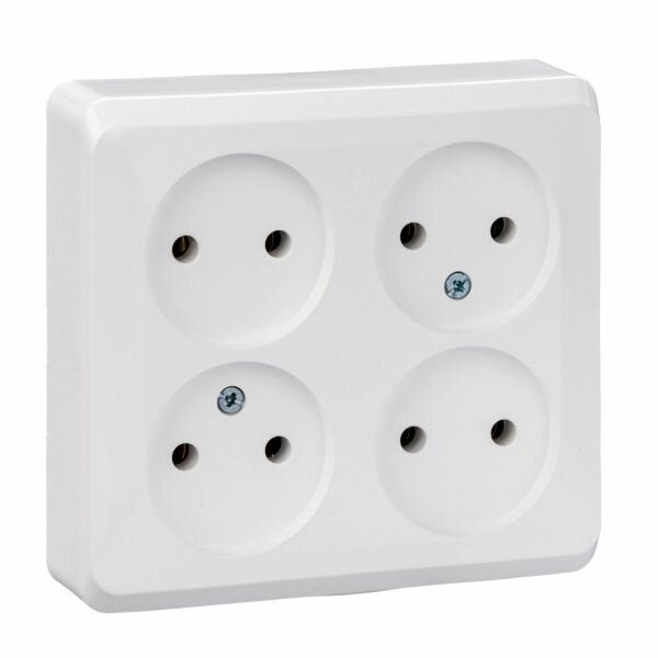 Systeme Electric Этюд наруж Белая Розетка 4-ая без заземления без шторок PA16-205B