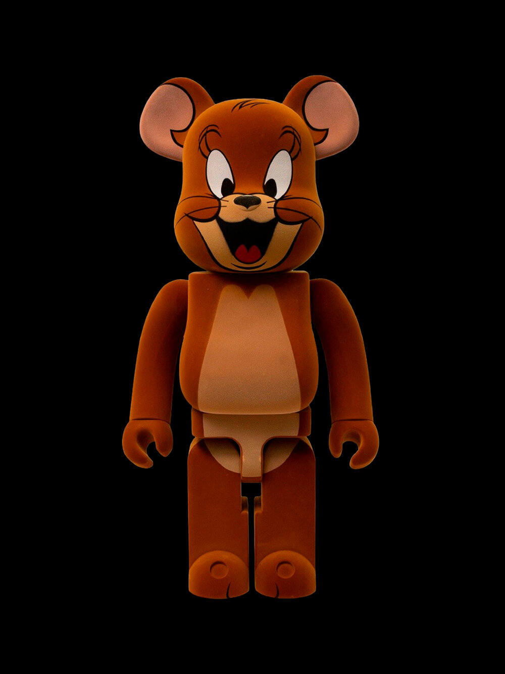 Коллекционная оригинальная фигура Bearbrick Tom and Jerry: Jerry Flocky 1000% / 70 см высота / Флок / Medicom Toy
