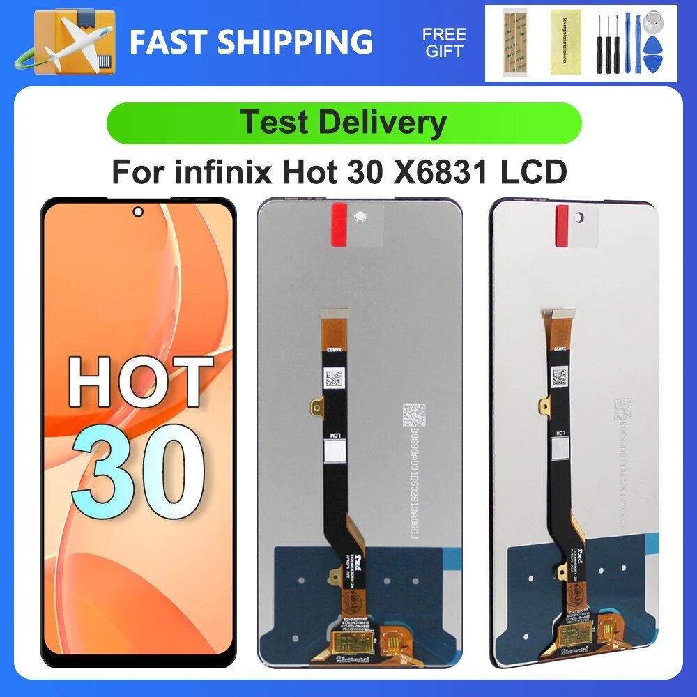 Для Infinix Hot 30 6,78 'для Hot30 X6831 ЖК-дисплей, сменный преобразователь Black With Frame