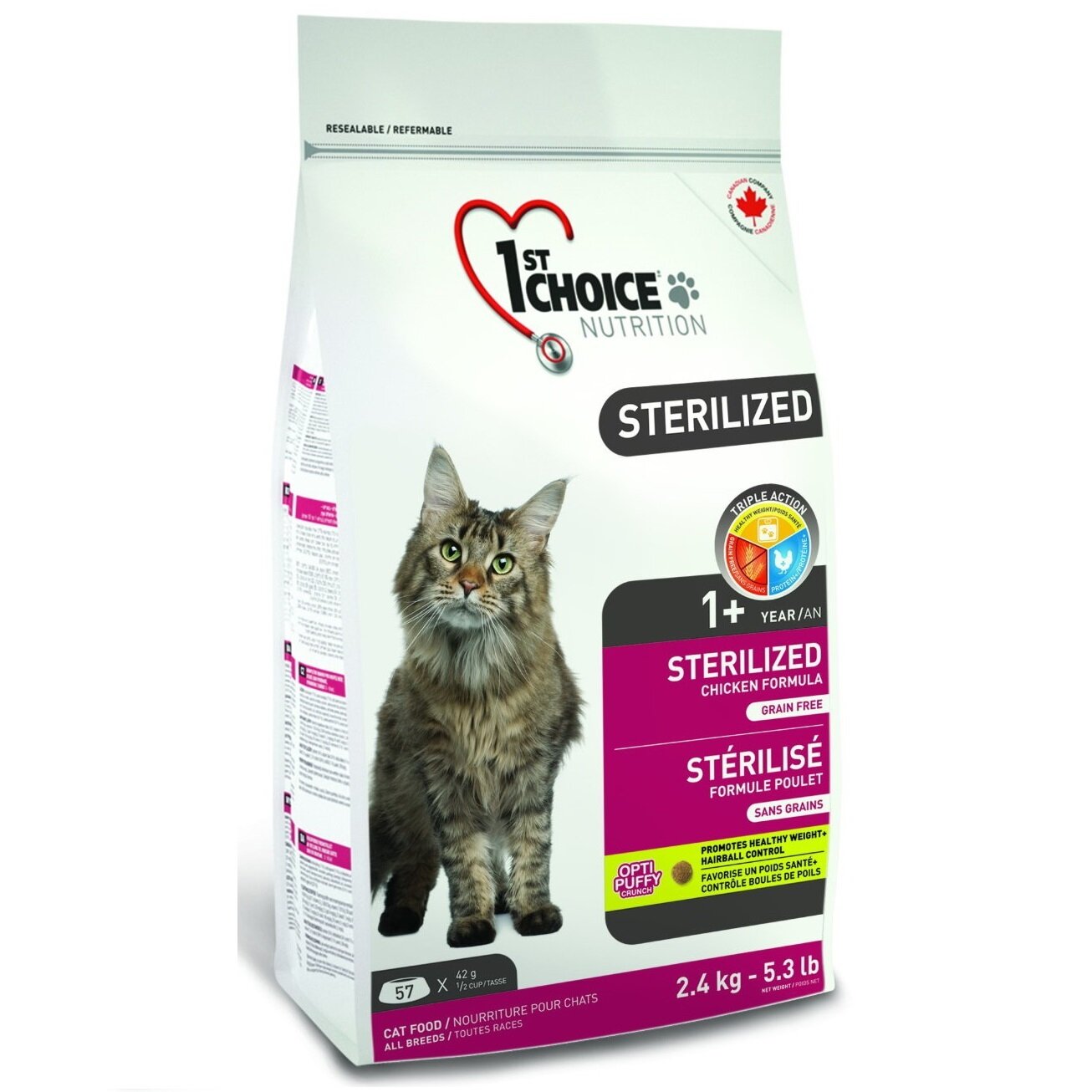 1st CHOICE корм для кошек Sterilized 2.4кг, курица с бататом