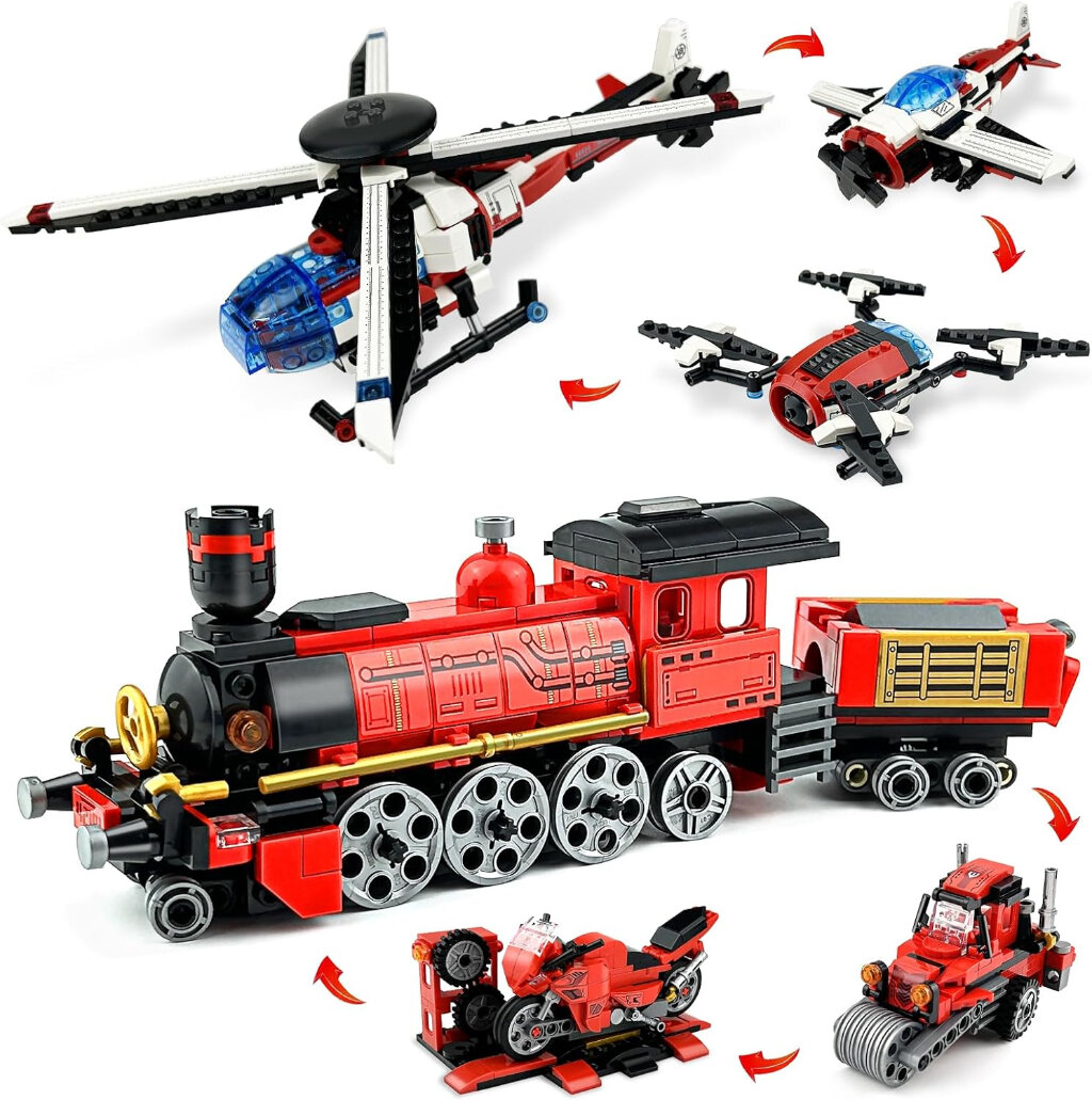 2 штуки из набора 3 в 1 "поезд-самолет", набор компонентов "поезд-самолет", игрушка для сращивания строительных блоков