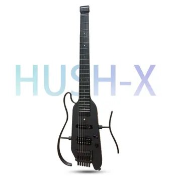 Электрогитара Donner HUSH-X Безголовая бесшумная акустическая электрическая дорожная гитара со съемными рамами, ультралегкий твердый корпус из красного дерева