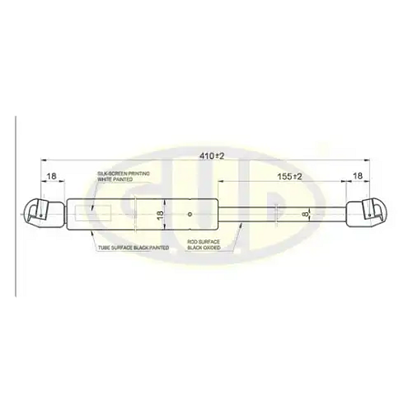 G.U.D GGS010132 амортизатор капота BMW (БМВ) x5 (e70), 02 / 07- 390n l=410 / 155mm