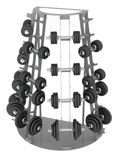 Стойка для гантелей различных до 36 шт, для дисков, металл, разборная