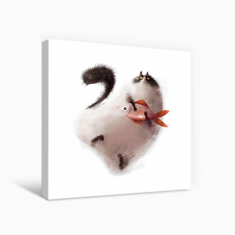 Канвас 40х40 см Кот с рыбкой