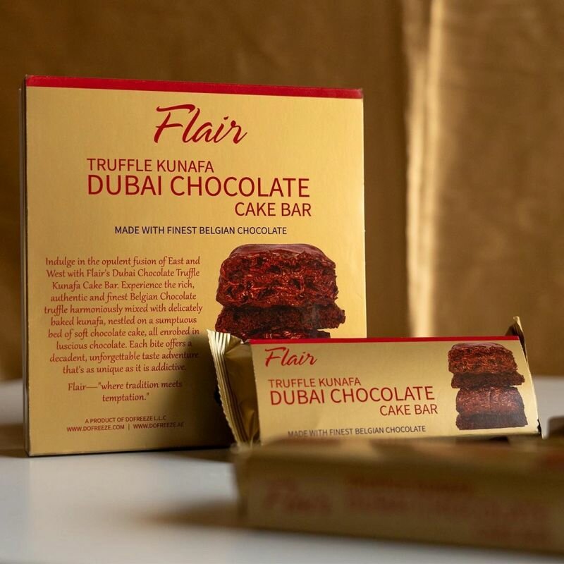 Дубайский шоколад Flair "TRUFFLE KUNAFA DUBAI CHOCOLATE CAKE BAR" (с трюфельной начинкой)