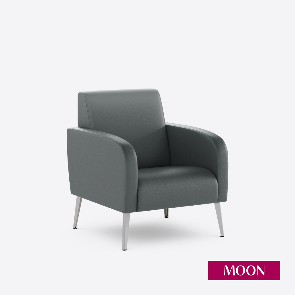 Кресло MOON 157 нераскладное, экокожа, цвет серый, 76*84*91, эксклюзивная высокоэластичная пена (UniqFoam).