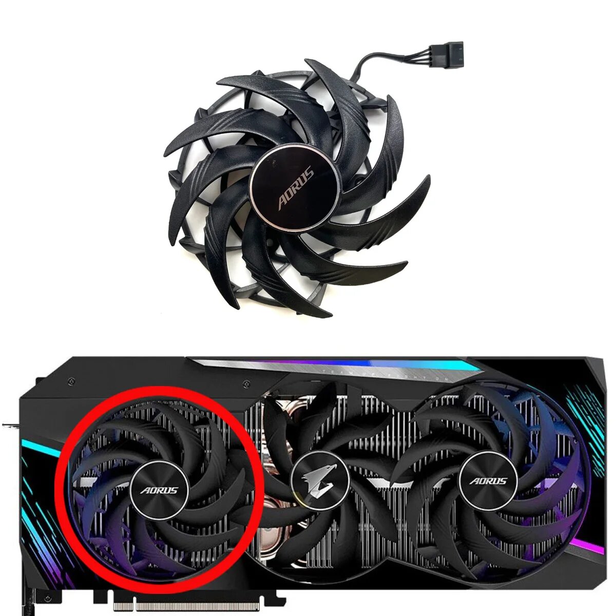 Новый сменный вентилятор для видеокарты GIGABYTE GeForce RTX 3070ti 3080 3080ti 3090 AORUS XTREME
