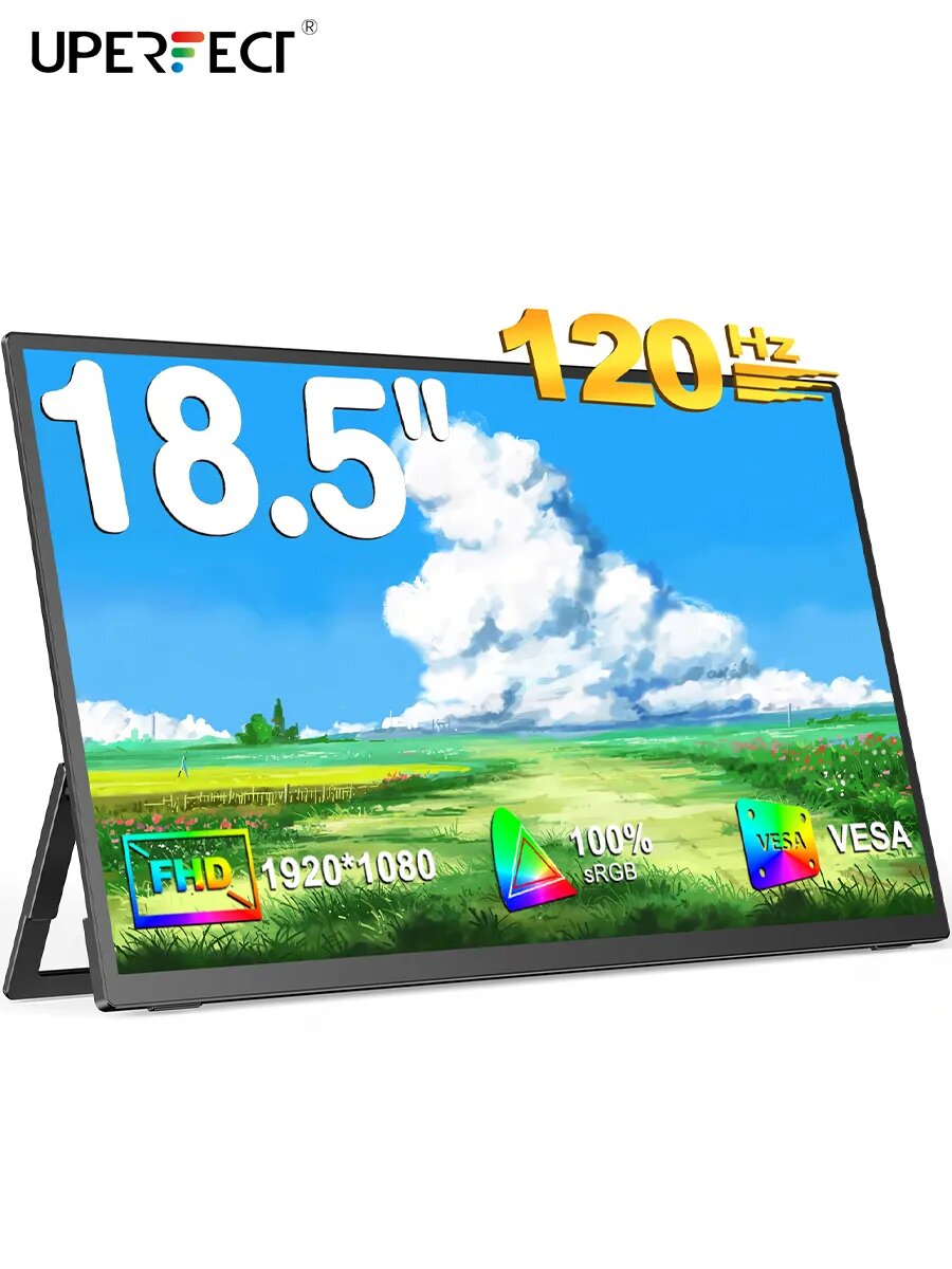 Монитор 18,5 дюймов, 1080P, 120 Гц, игровой монитор, портативный экран, черный