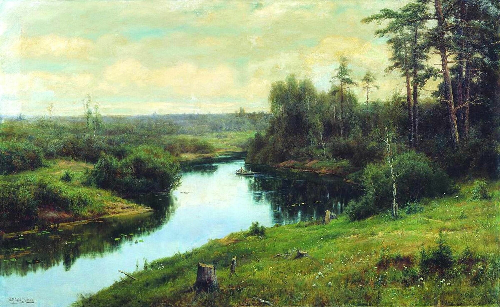 Картина Вельц Ивана Августовича Лесная речка 80х49 см