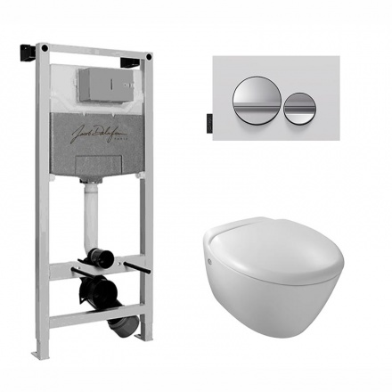 Унитаз c инсталляцией Jacob Delafon Presquille (сиденье тонкое микролифт, клавиша хром) E21743RU-00