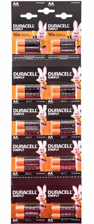 Батарейки DURACELL BASIC пальчиковые/AA/LR6 отрывной 2х10 BL20 20 штук.