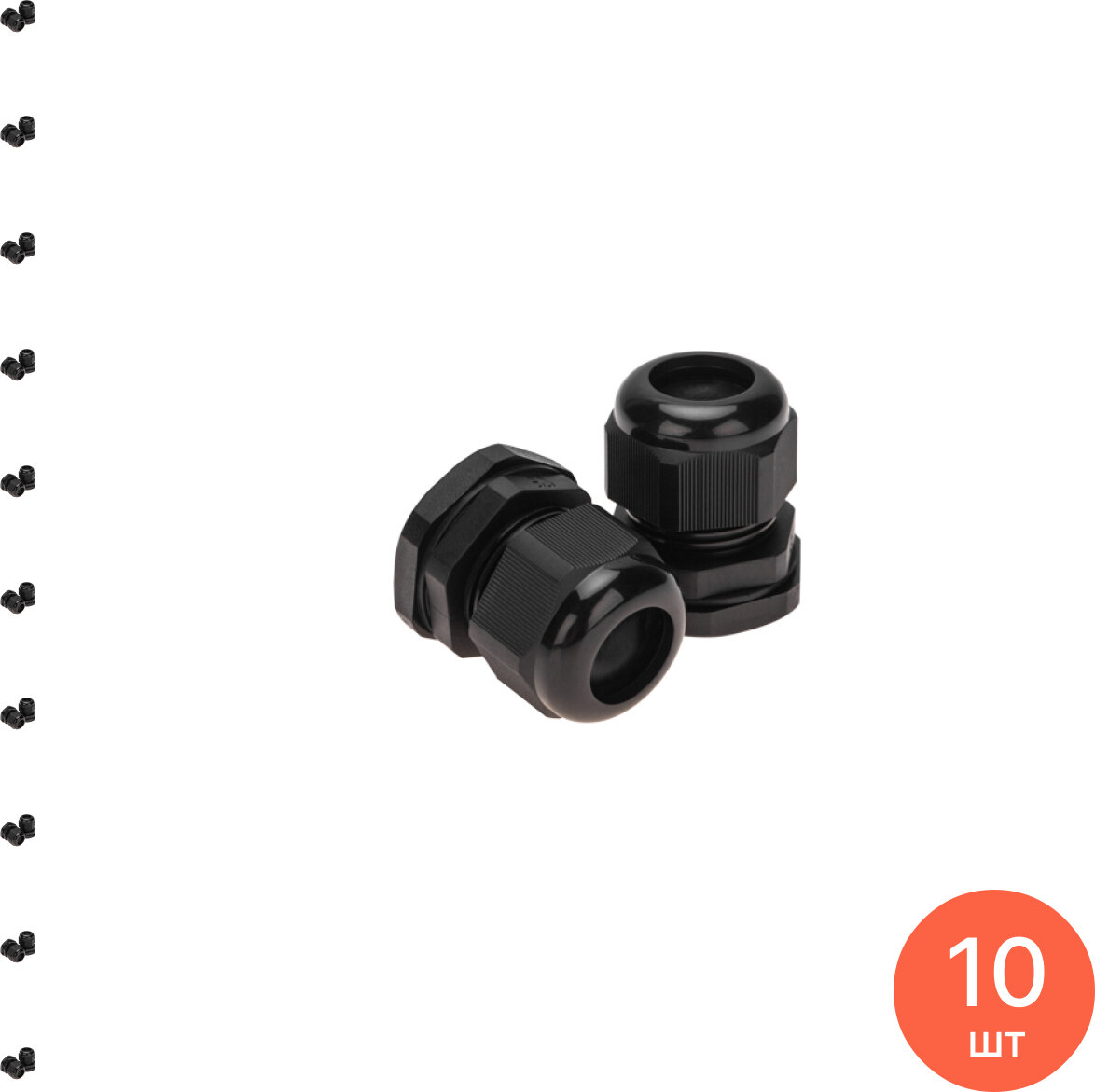 Кабельный ввод REXANT / Рексант пластиковый черный, PG-21, 13-18мм, IP68 / электрика (комплект из 10 шт)