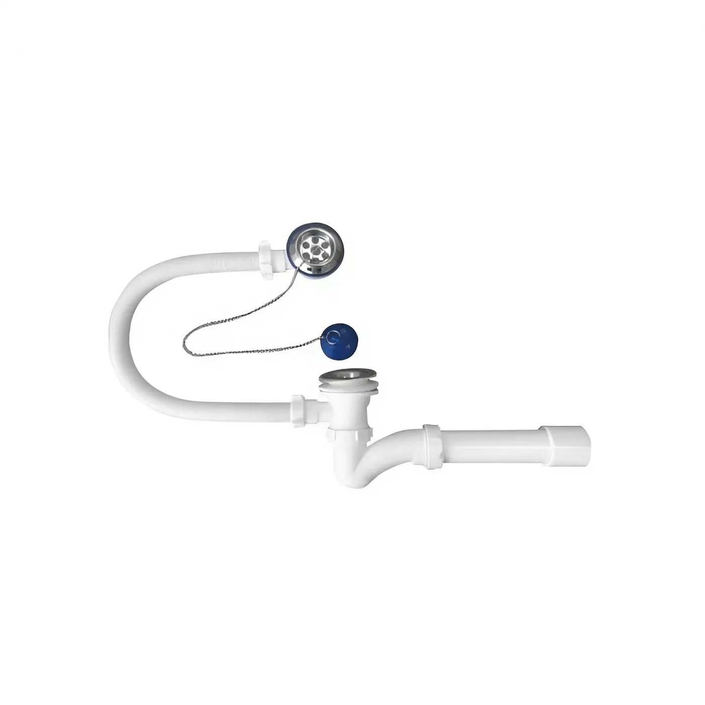 Слив-перелив, для ванны, трубный, с выпуском, нержавеющая решётка