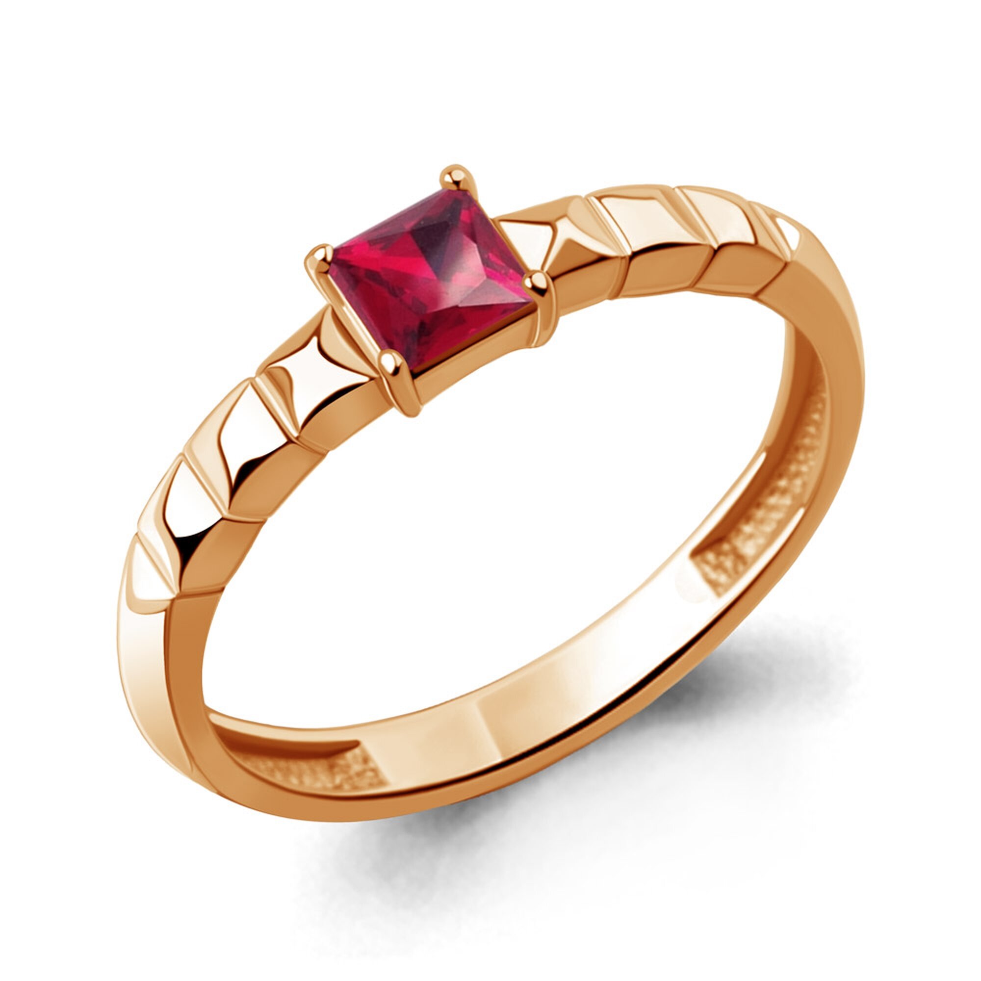 Кольцо, красное золото, 585 проба, рубин