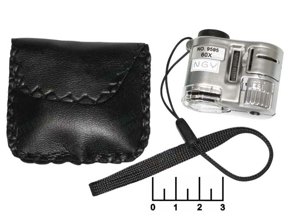 Лупа складная 60* с подсветкой + ультрафиолет №9595