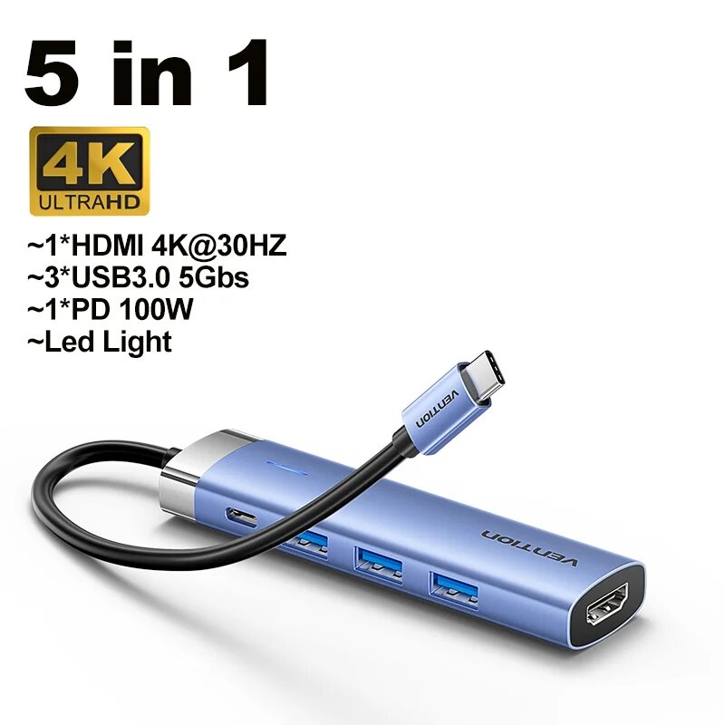 VEnTIOn 5 в 1 USB C HUB HDMI