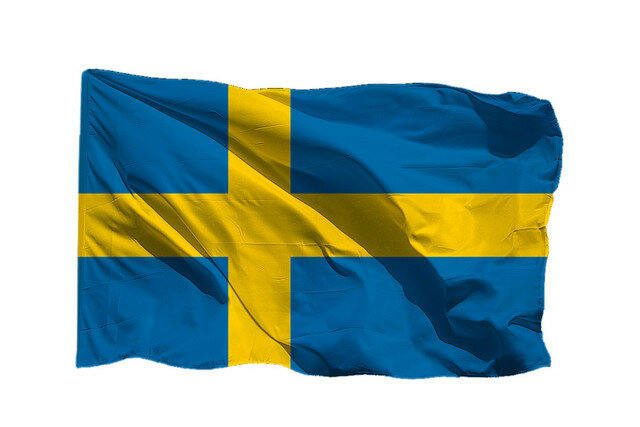 Флаг Швеции на шёлке, 70х105 см для ручного древка