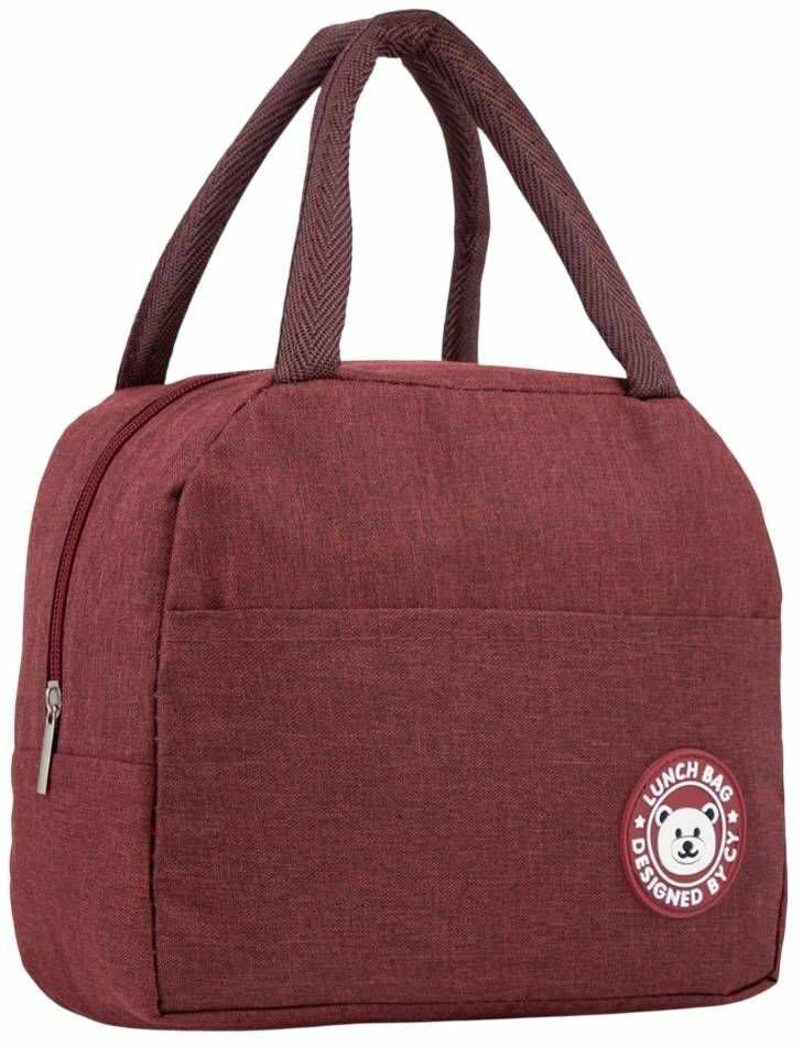 Термосумка на молнии для еды на работу, ланч боксов, обедов, дорожная сумка-холодильник для пикника и путешествий, объём 6 л, цвет бордовый