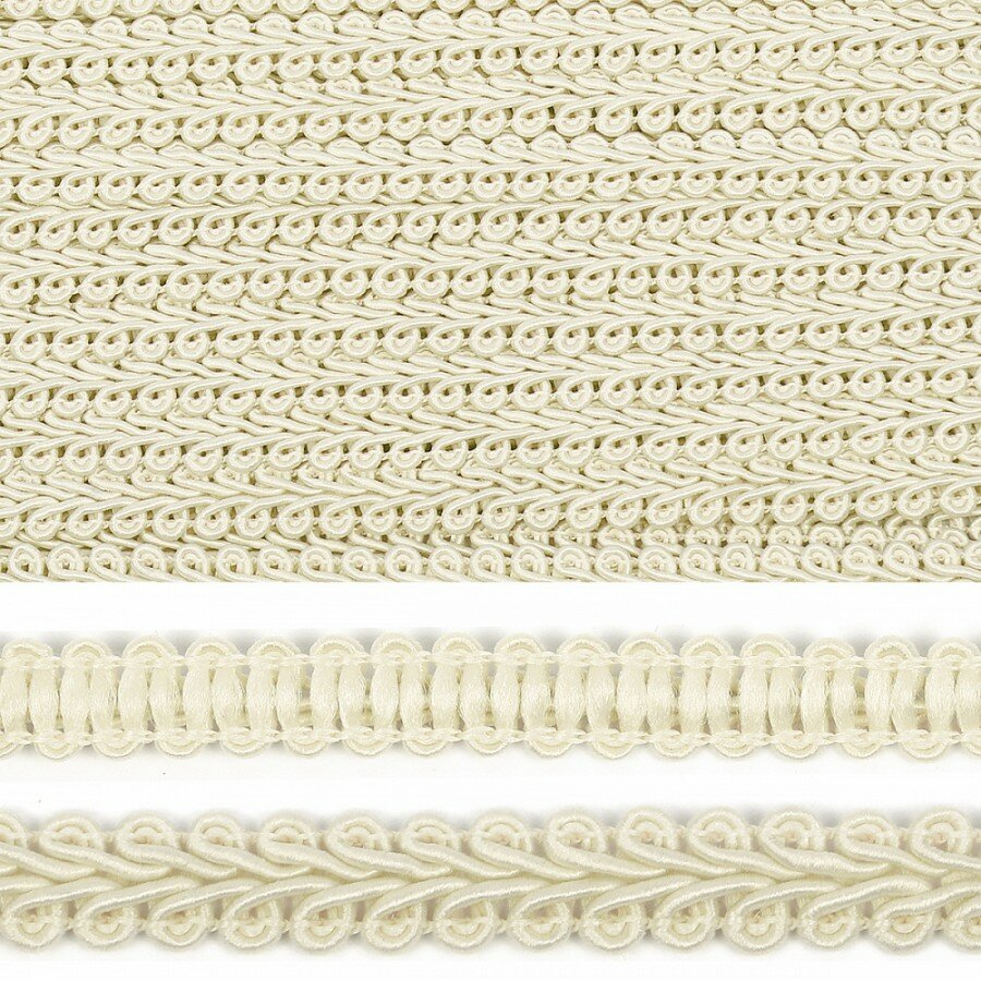 Тесьма TBY Шанель плетеная шир.12мм 0384-0018 цв.02 молочный уп.9м