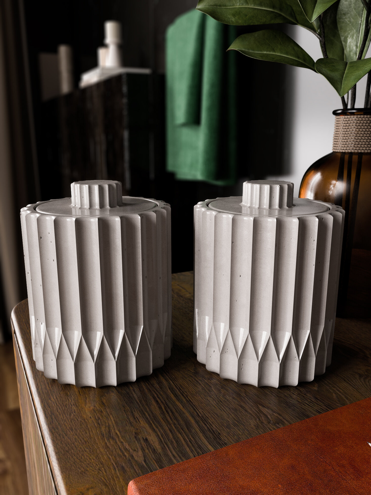 Набор аксессуаров для ванной комнаты "San Marino", серый глянцевый: контейнер для ватных палочек и для ватных дисков