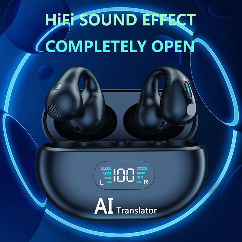 Q7 новая Bluetooth-гарнитура для перевода с креплением на ухо, многоязычный перевод, обучение, путешествия, переводчик