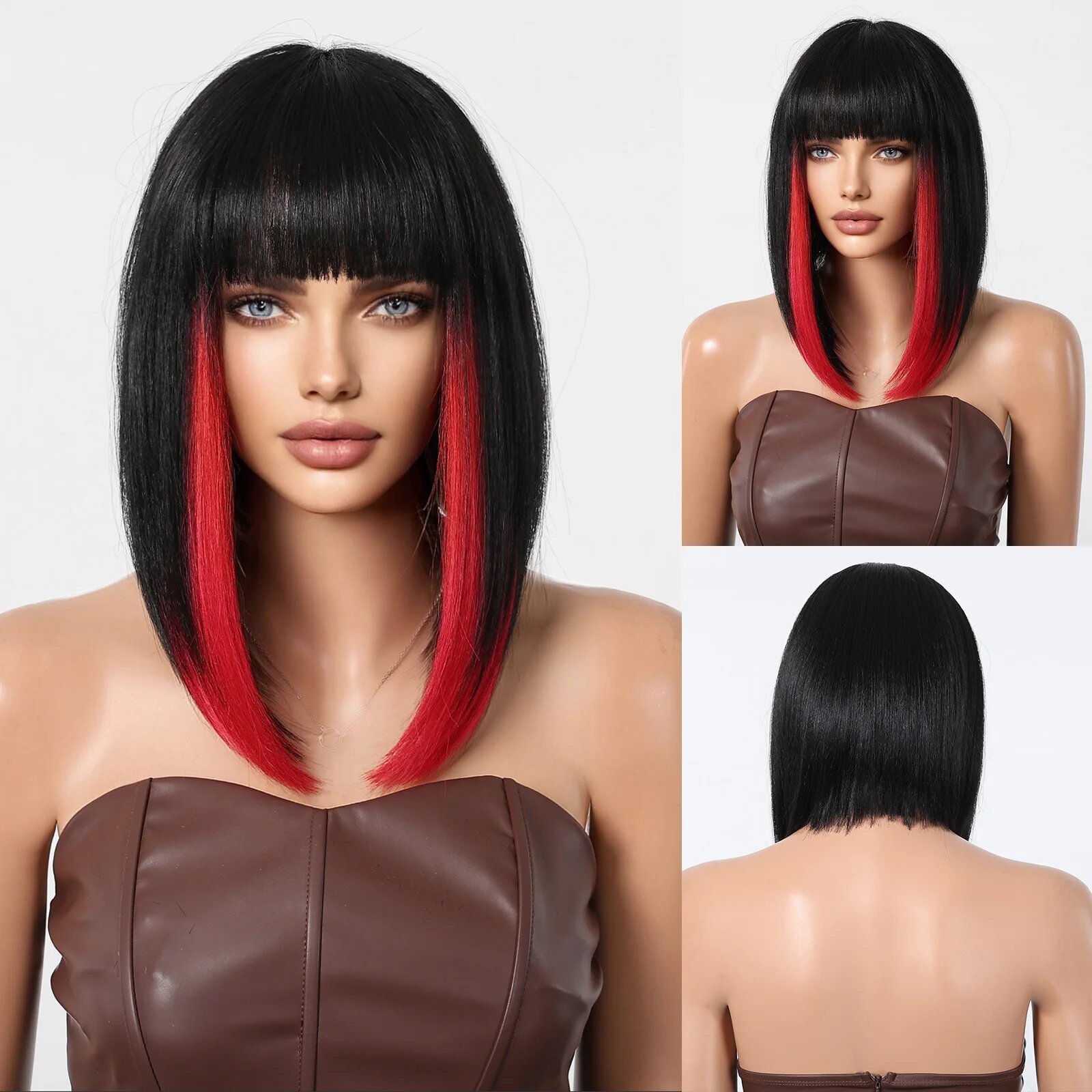 JONRENAU Allbell Magique Синтетический парик боб черный и красный LC3058-7