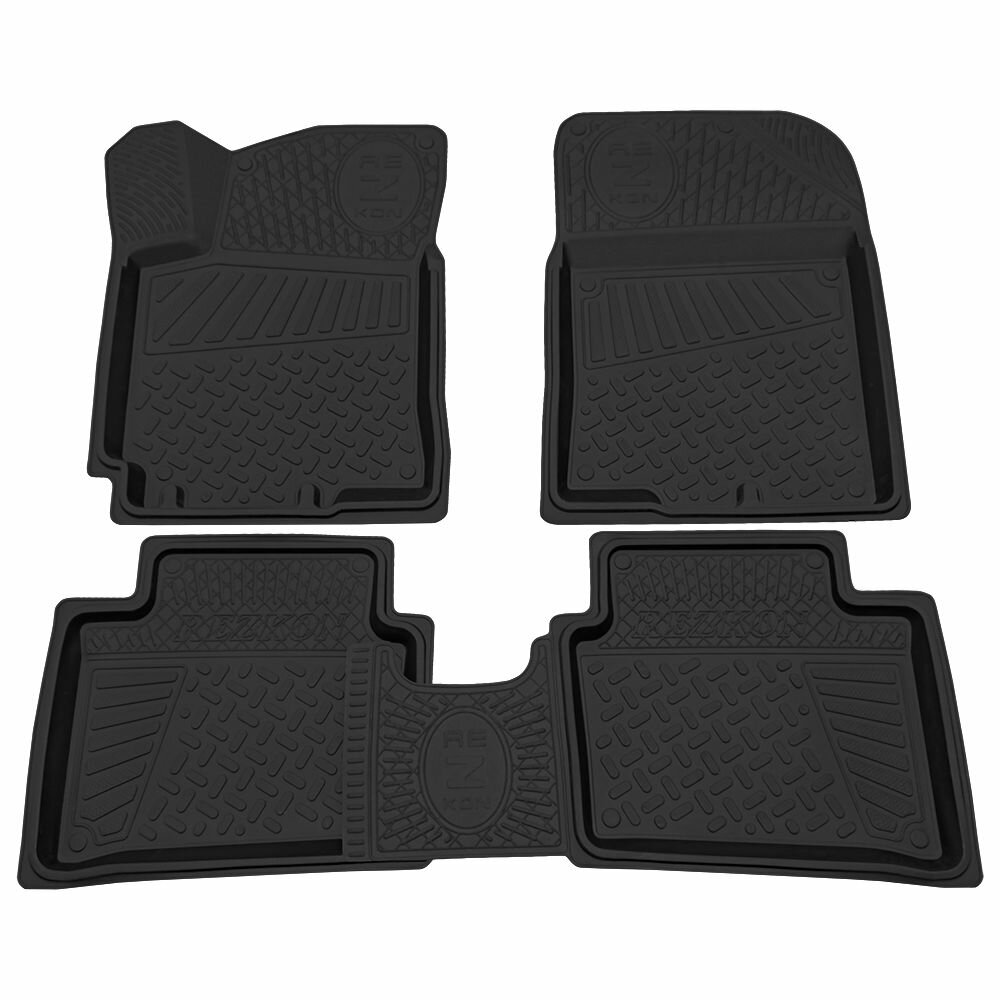 Коврики резиновые в салон черные (борт 4 см) для Hyundai Solaris (2010-2017)/Хендай Солярис