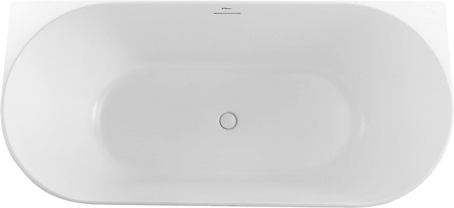 Акриловая ванна BelBagno BB412 170x80 см, пристенная, белая матовая, овальная, со сливом-переливом, с донным клапаном, фурнитура белая