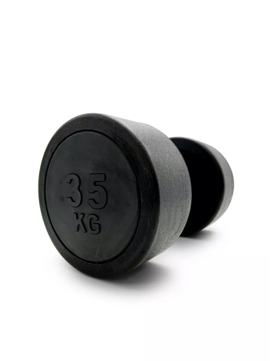 Гантель UNIX Fit про круглая обрезиненная 35 кг, металлическая спортивная гантель неразборная, 1 шт.