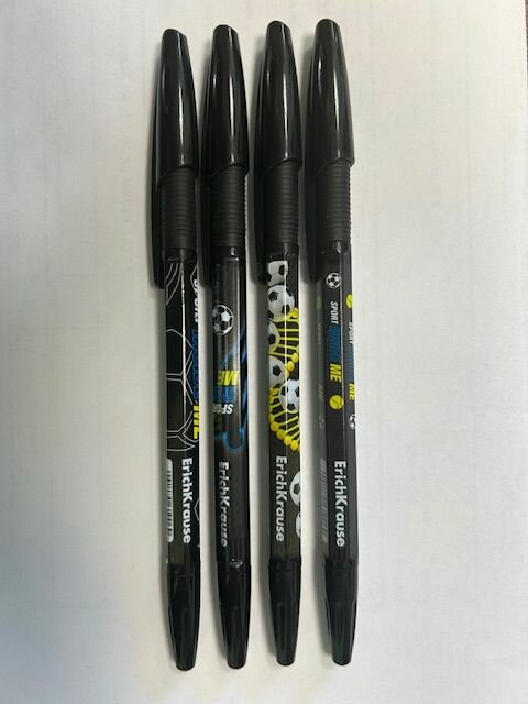 Ручка шариковая синяя с корпусом Спорт Erich Krause, 4 штуки