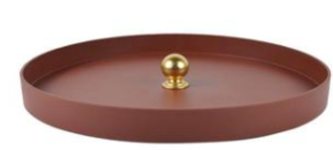 Нордический ювелирный поднос Круглый металлический портативный поднос для разнообразных предметов и небольших предметов Рабочий стол домашнего декора Поднос для хранения для ожерелья Подносы для хранения (коричневый)