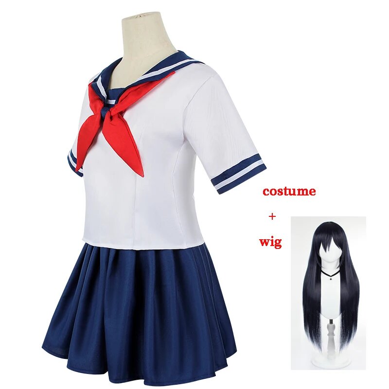 Yandere Simulator Ayano Aishi / Osana Najimi Косплей костюм Белый, XL, costume and wig