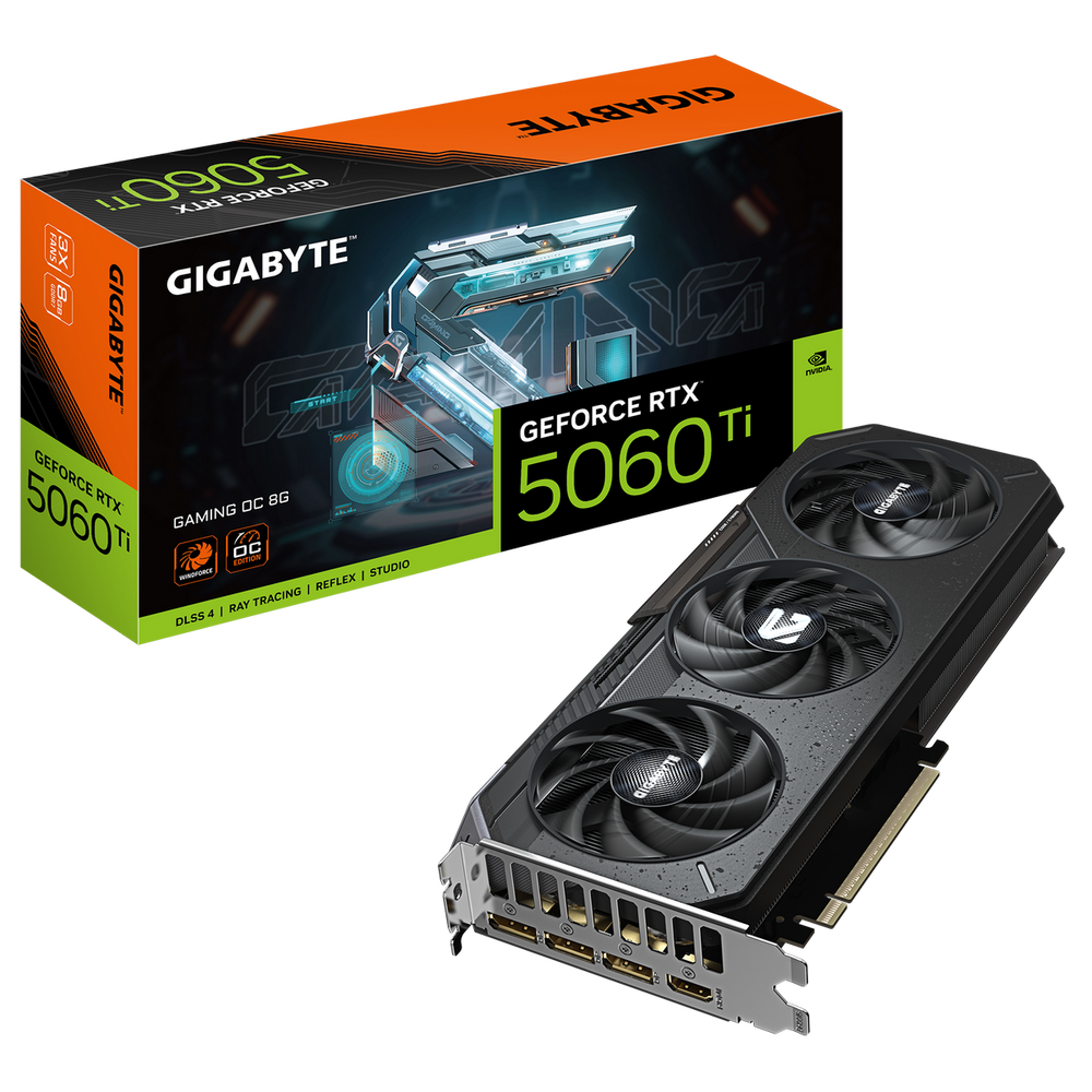 Видеокарта Gigabyte RTX5060Ti GAMING OC 8GB GDDR7 128bit 3xDP HDMI 3FAN RTL