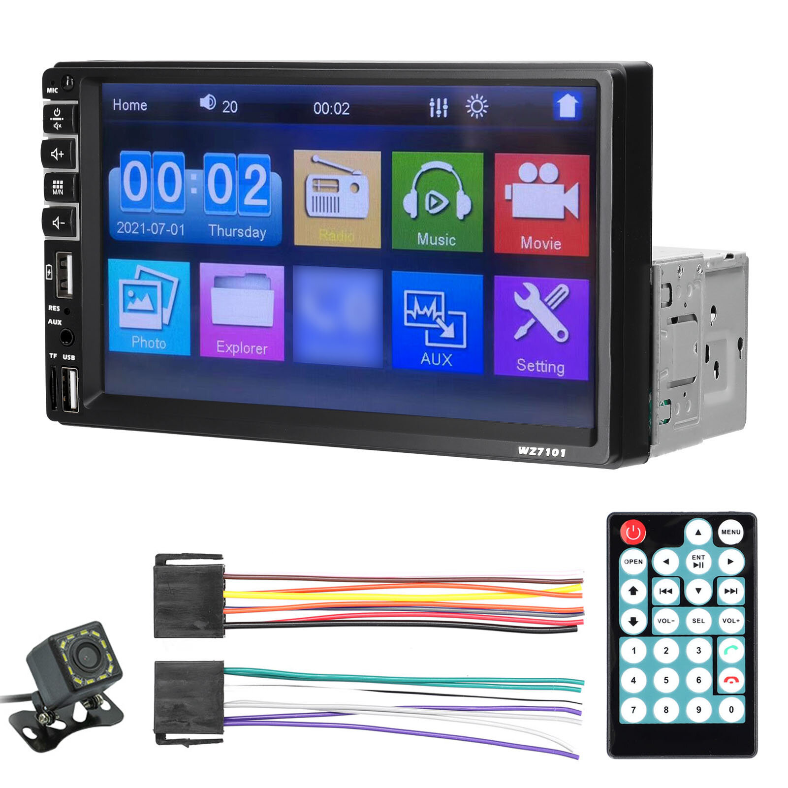 Автомобильная Стереосистема: 7-Дюймовый Сенсорный Экран 5.0 Зеркалирование Телефона - 60W x 4 Мощный Звук Управление С Рулля For Умная Парковка С Камерой Заднего Вида