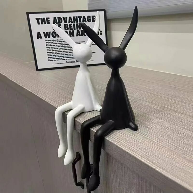 Интерьерная статуэтка Заяц, декор на полку, керамический кролик 内部野兔小雕像、架子装饰、陶瓷兔子