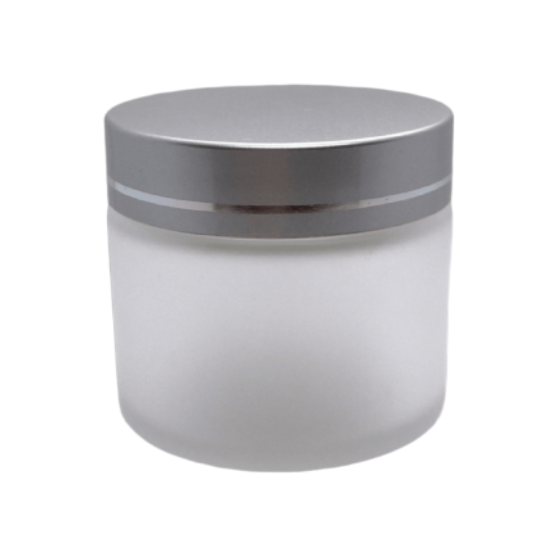 Набор баночек для косметики, 60 мл, 8 штук, белое матовое стекло, серебристая матовая крышка с отсекателем