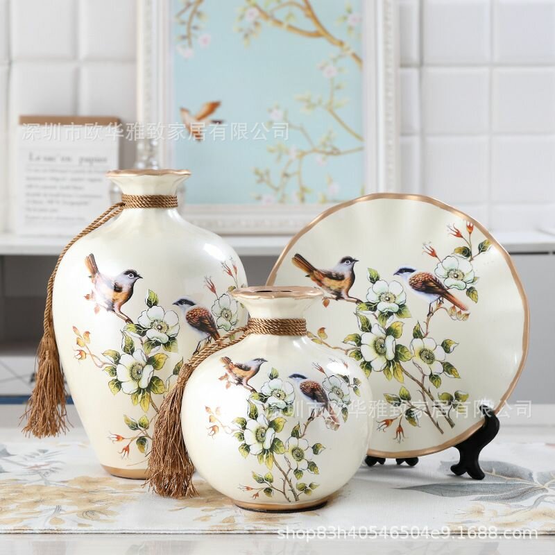 Сделано в Китае, керамическая ваза в европейском стиле, набор из трех частей, украшение дома