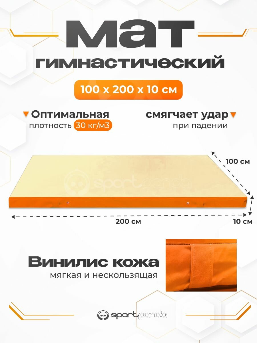 Мат гимнастический 1*2*0,1 м, винилискожа + поролон 30 кг/м3
